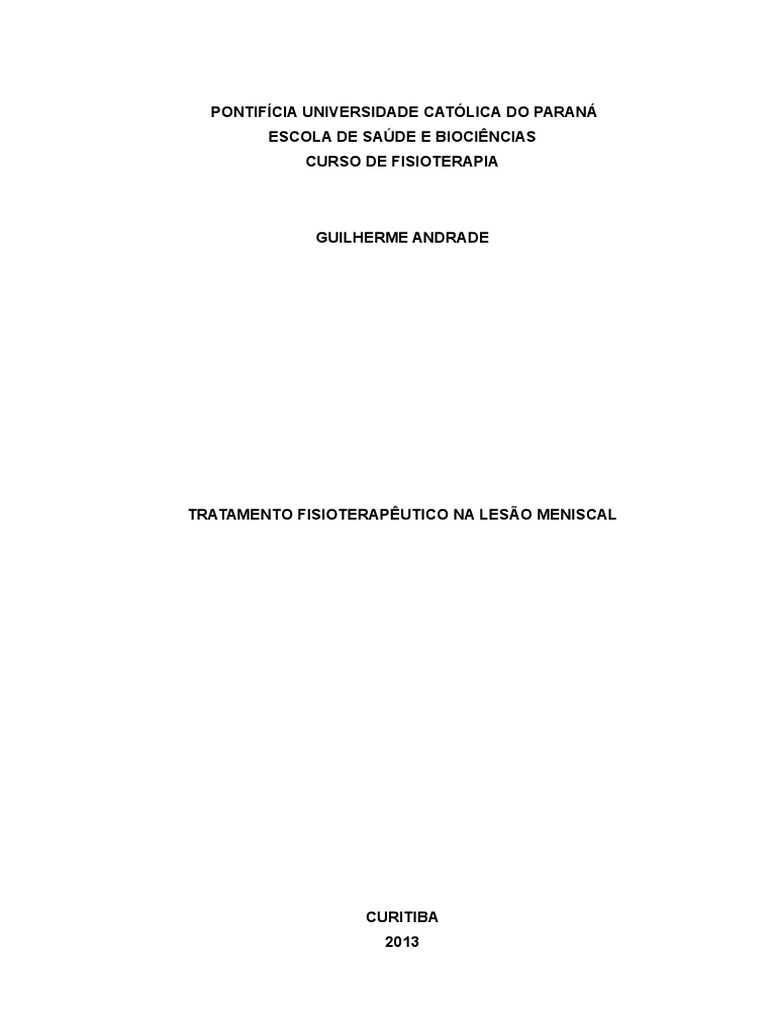Fisioterapia na Lesão Meniscal | PDF | Joelho | Articulações