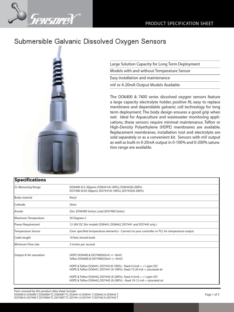 Long-Term Dissolved Oxygen Sensors | PDF | Electromagnetism | Materials