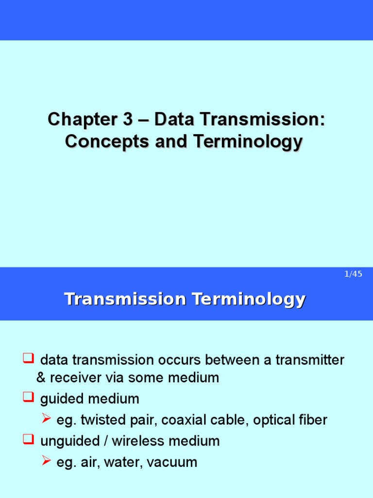 Chapter 3 - Data Transmission: Concepts and Terminology | PDF | Signal To Noise Ratio ...