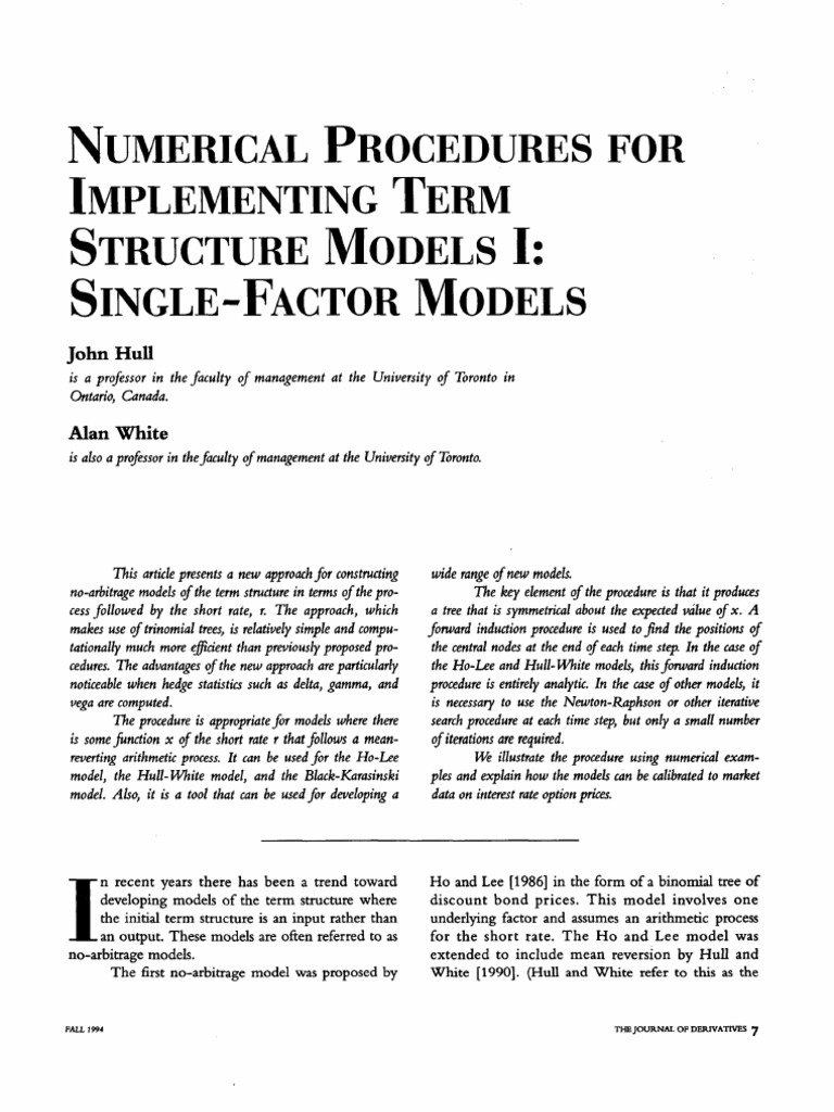 (The Journal of Derivatives, Hull) Numerical Procedures For ...