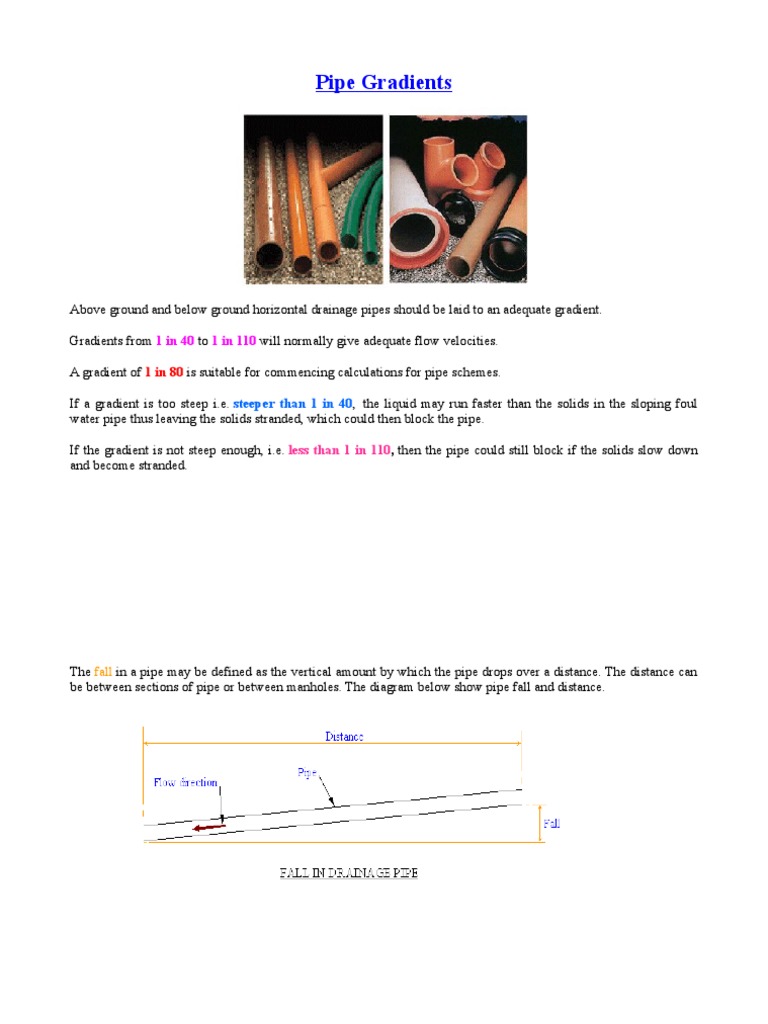 Pipe Gradients | PDF | Gradient | Pipe (Fluid Conveyance)