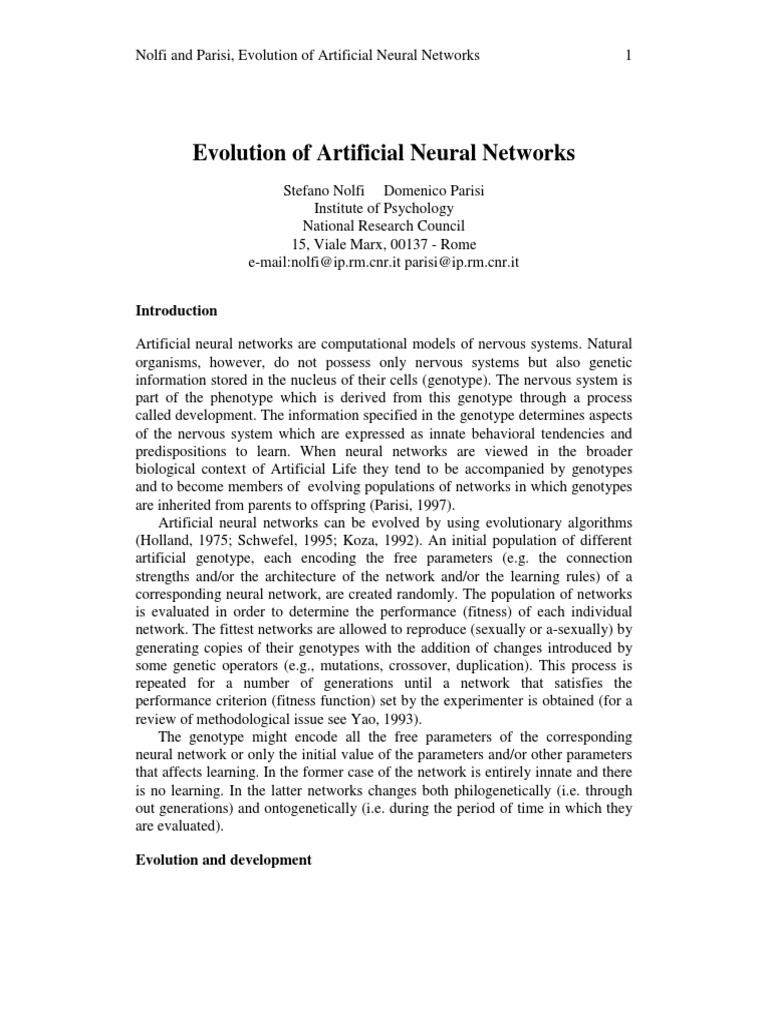 Evolving Artificial Neural Networks through Genetic Encoding and Developmental Growth Processes ...
