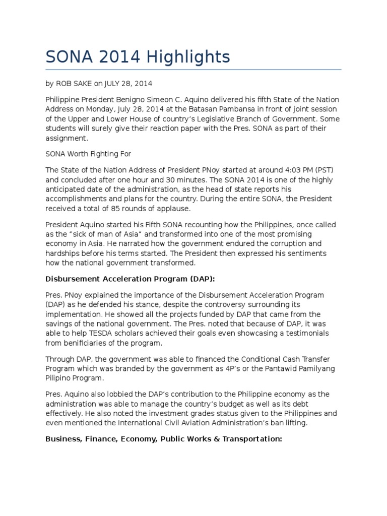 SONA 2014 Highlights | PDF | Corazon Aquino | Benigno Aquino Iii
