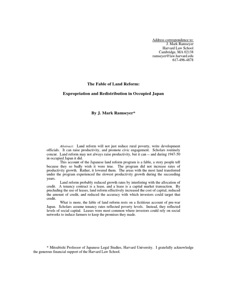 The Fable of Land Reform: Expropriation and Redistribution in Occupied ...