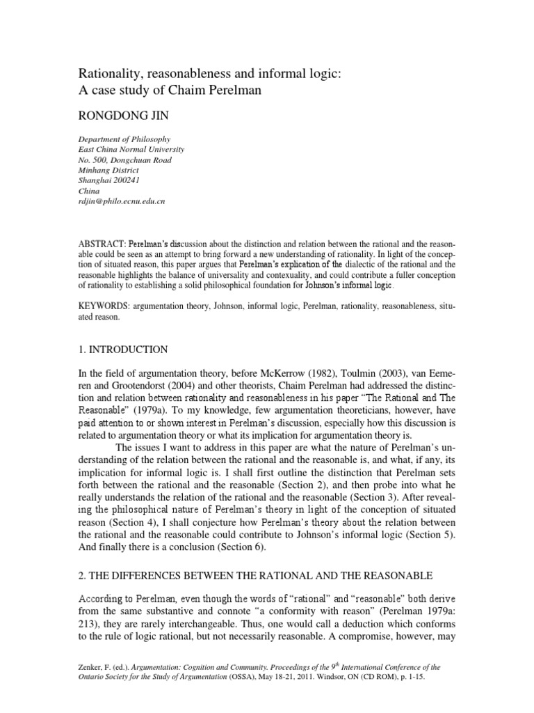Rationality and Reasonability Perelman PDF | PDF | Rationality ...