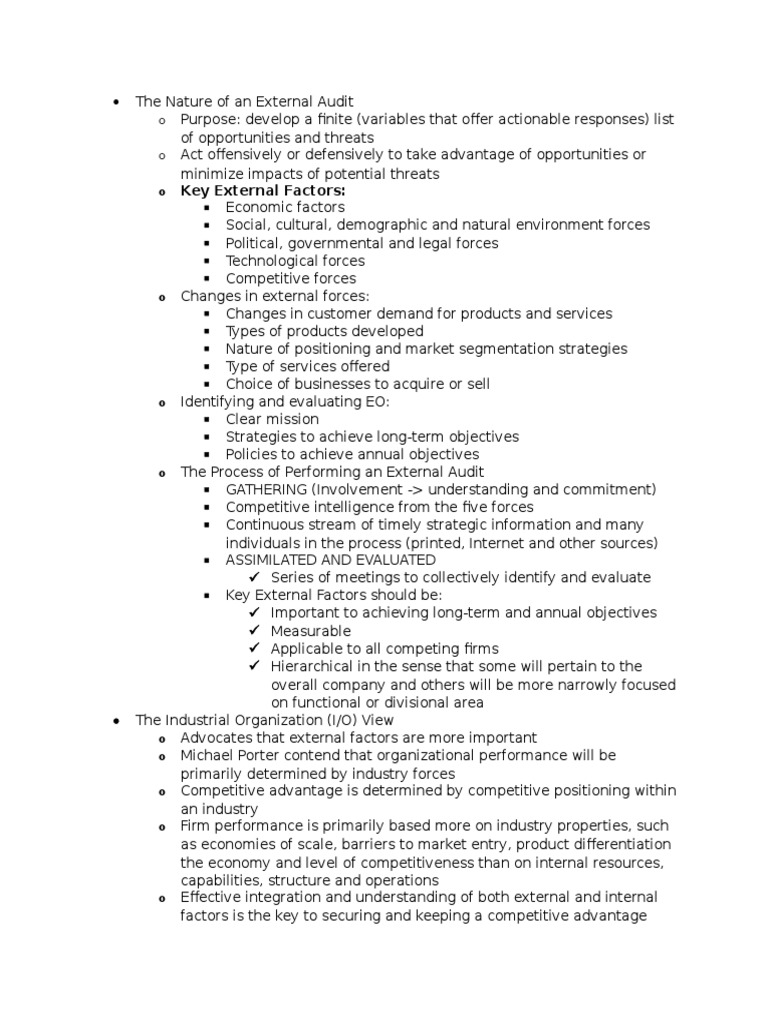 The Nature of An External Audit | PDF | Competitiveness | Strategic ...