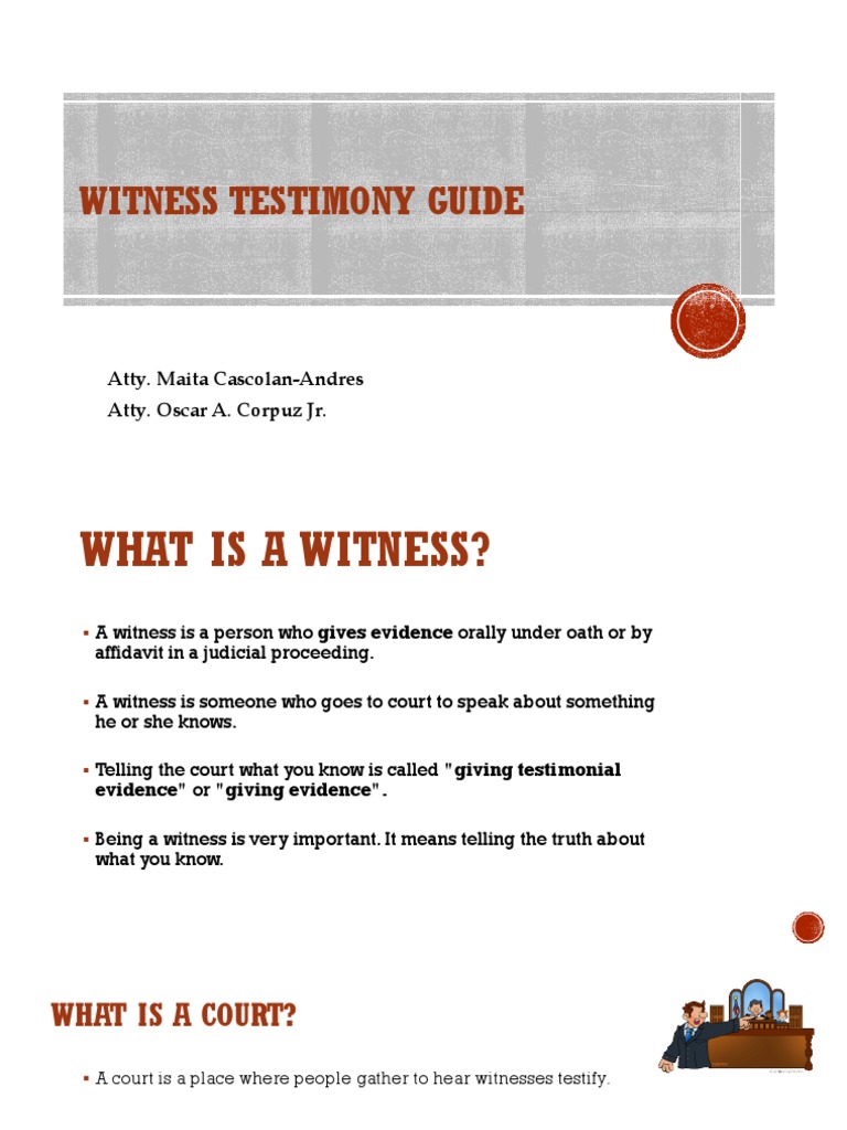 Witness Testimony Guide | Cross Examination | Witness