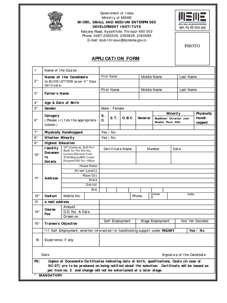Application Form: Name of The Candidate | PDF