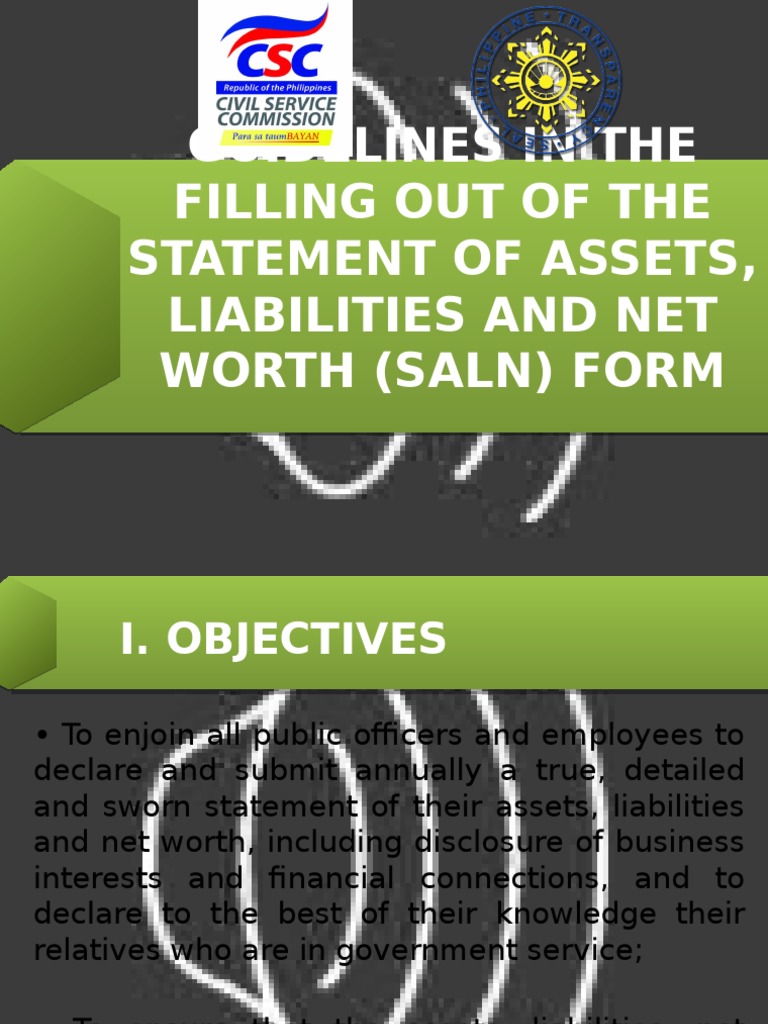 Guidelines In The Filling Out Of The Statement Of Assets, Liabilities ...