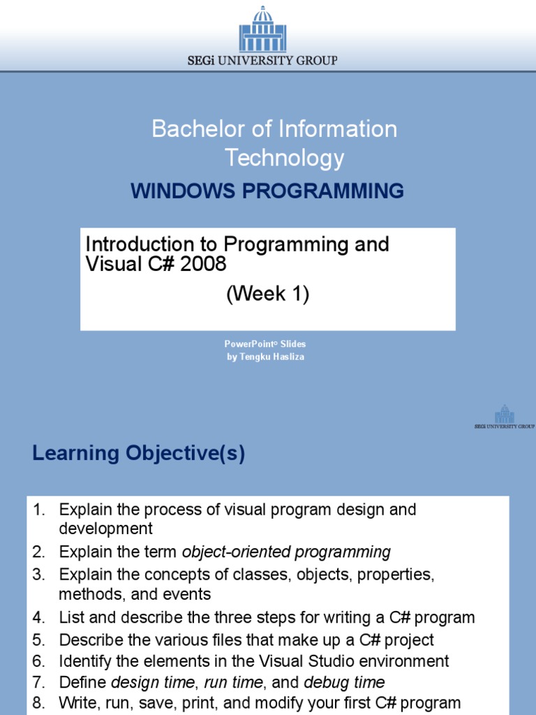 Bachelor of Information Technology: Windows Programming | PDF ... Bachelor of Information Technology: Windows Programming | PDF ...