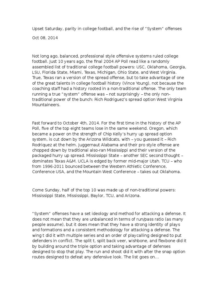 System Offenses | PDF | College Football | Oklahoma Sooners Football