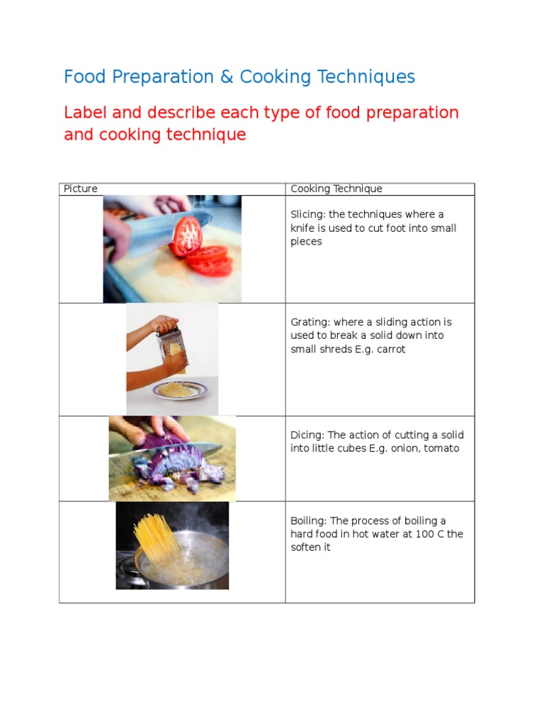 Food Preparation Techniques Explained | PDF | Wellness