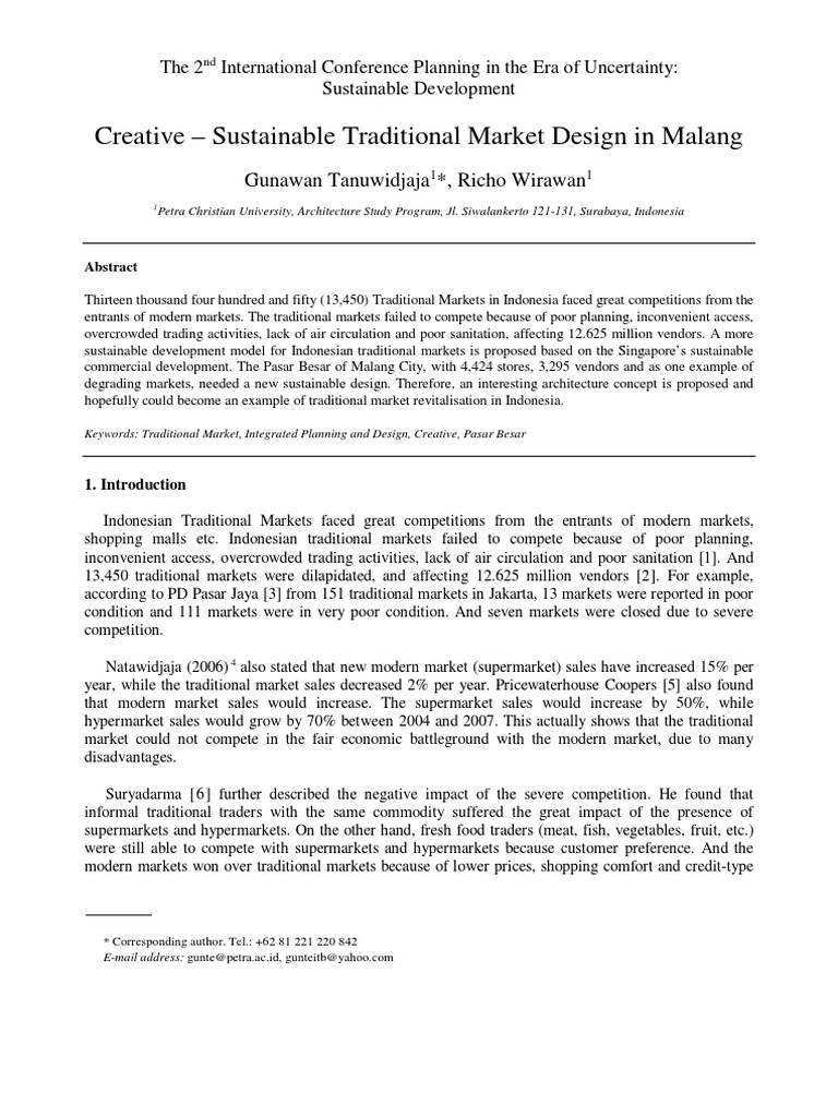 Creative - Sustainable Traditional Market Design in Malang | PDF ...