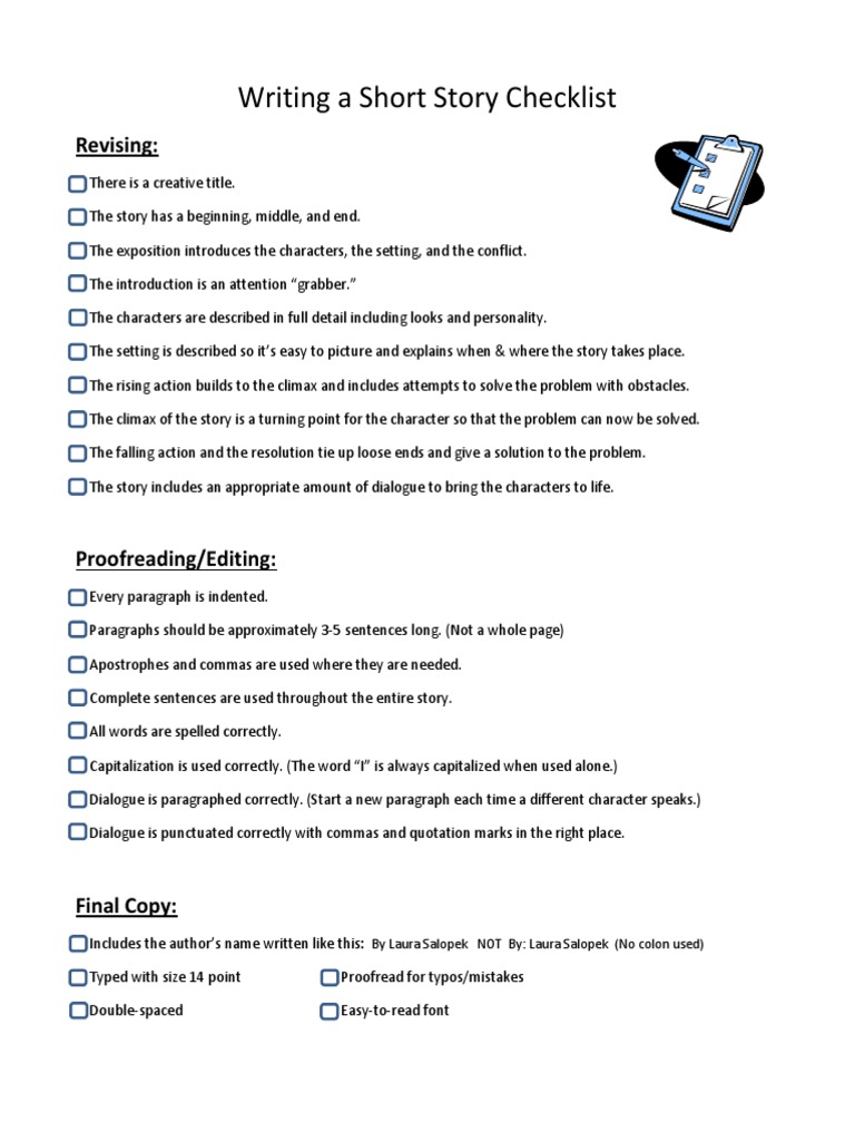 Short Story Writing Checklist | PDF