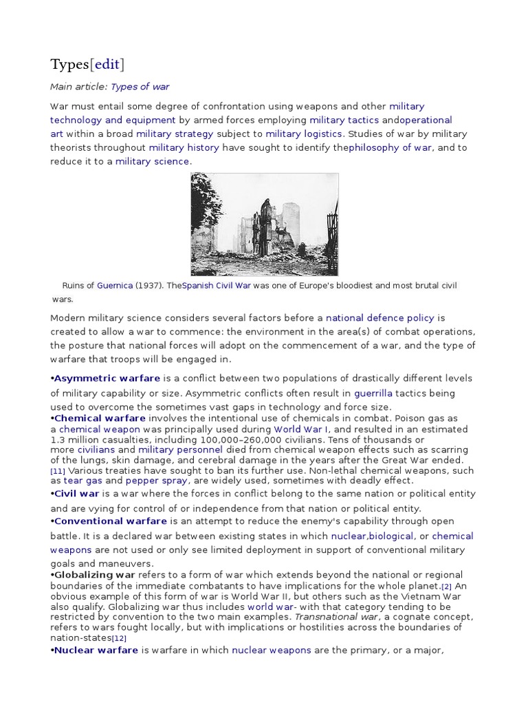 Types of War | PDF | Chemical Weapon | Military