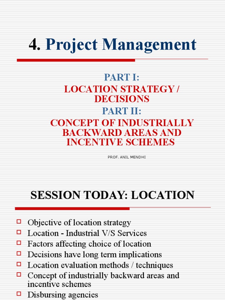 Project Management: Location Strategy / Decisions Concept of ...