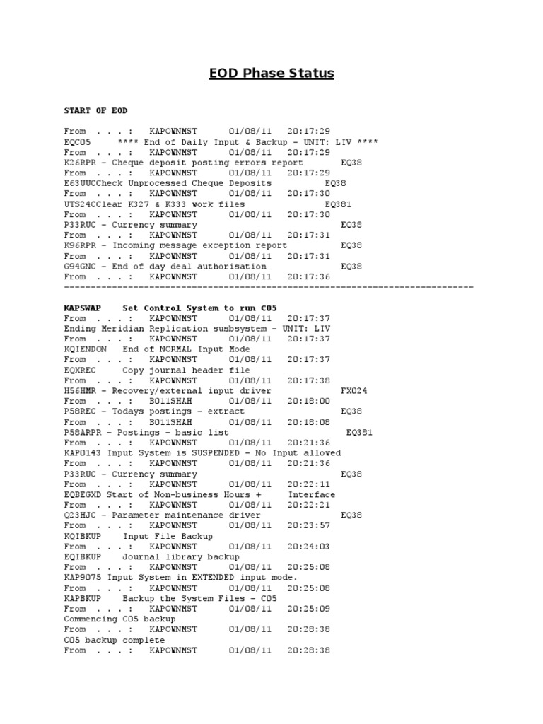 EOD Phase Status | PDF | Cheque | Loans