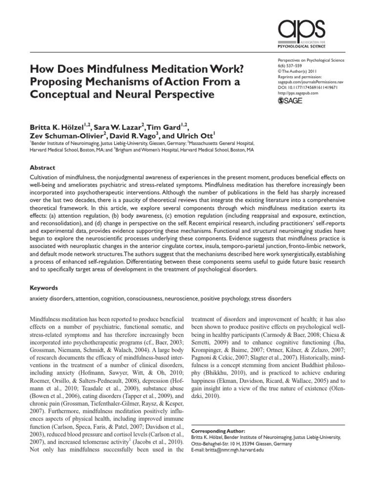 Perspectives On Psychological Science 2011 Holzel PDF | PDF ...