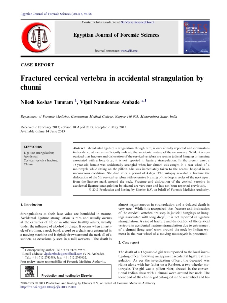 Cervical Fracture in Accidental Strangulation | PDF | Hanging | Neck