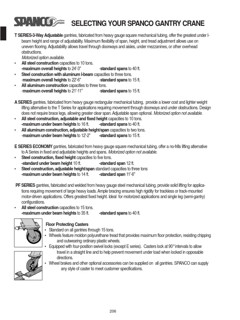 Selecting Your Spanco Gantry Crane: Motorized Option Available | PDF ...