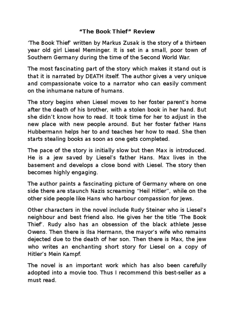 The Book Thief Review | PDF