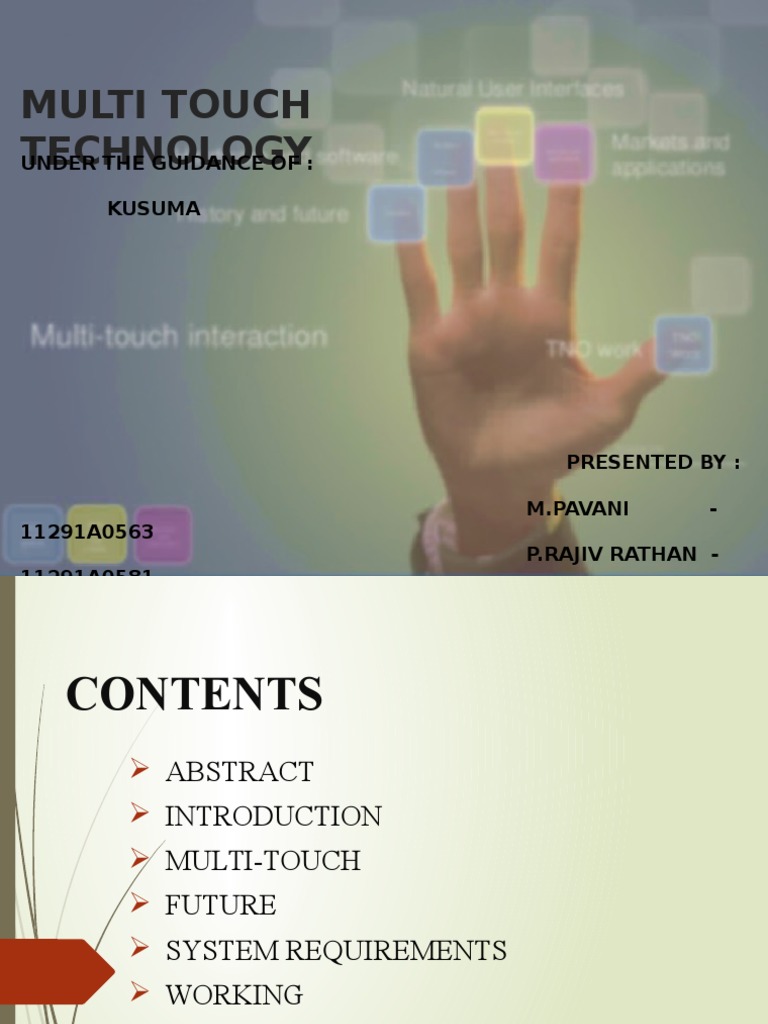 Multi Touch Technology | PDF | Touchscreen | Areas Of Computer Science