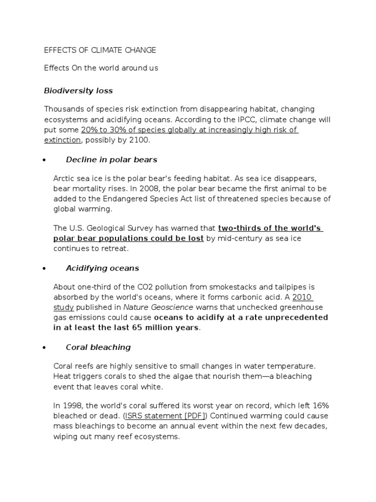 Effects of Climate Change | PDF | Global Warming | Effects Of Global ...