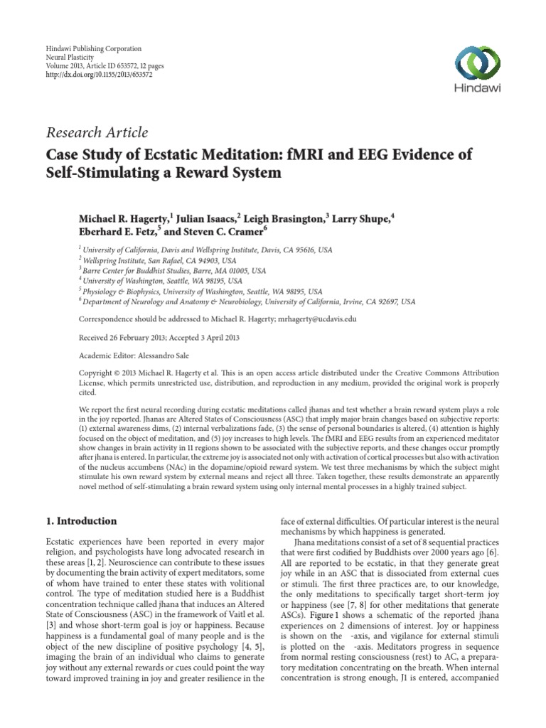Case Study of Ecstatic Meditation FMRI and EEG Evidence of Self ...
