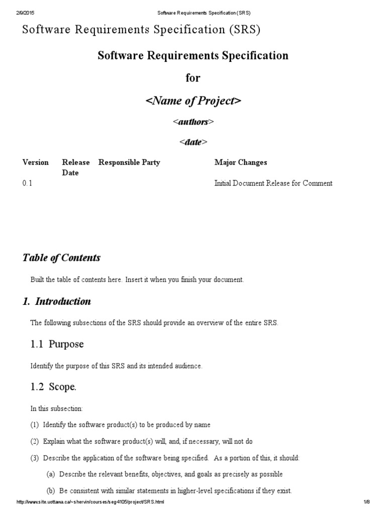 Software Requirements Specification (SRS) | PDF | Specification (Technical Standard) | User ...