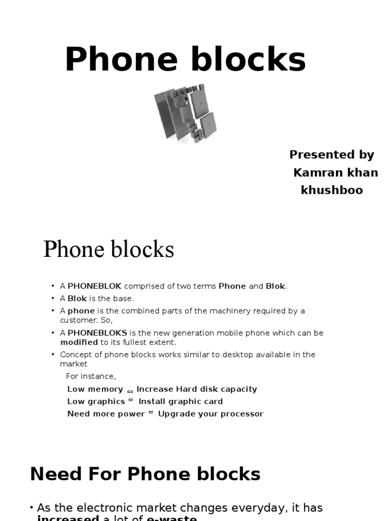 Phone Blocks: Presented by Kamran Khan Khushboo | PDF | Advertising ...