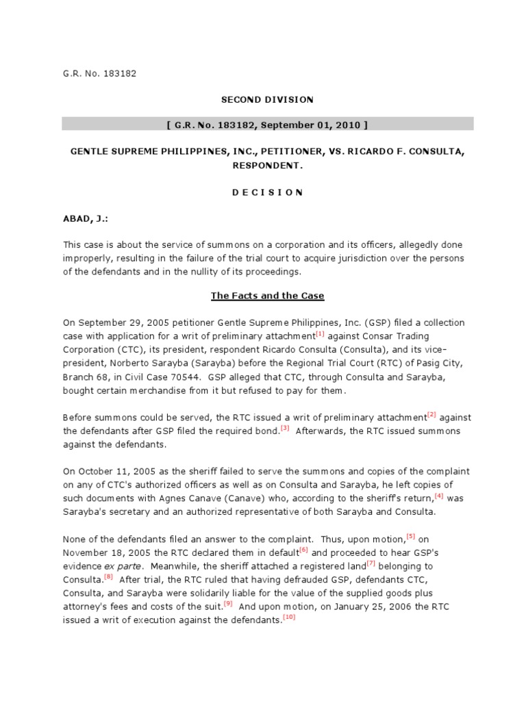 Jurisdiction Issues in GSP Case | PDF | Summons | Lawsuit
