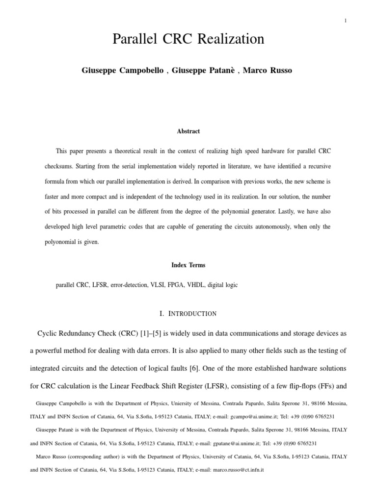 Parallel CRC Generator | PDF | Field Programmable Gate Array | System Of Linear Equations