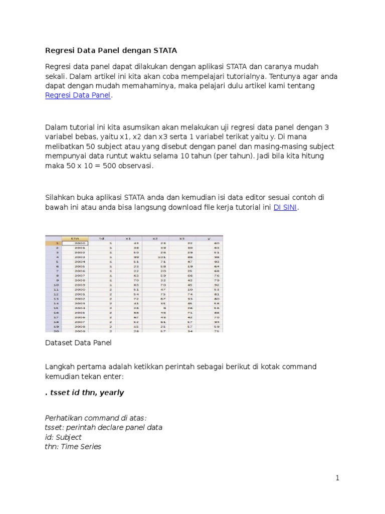 Regresi Data Panel Dengan STATA | PDF
