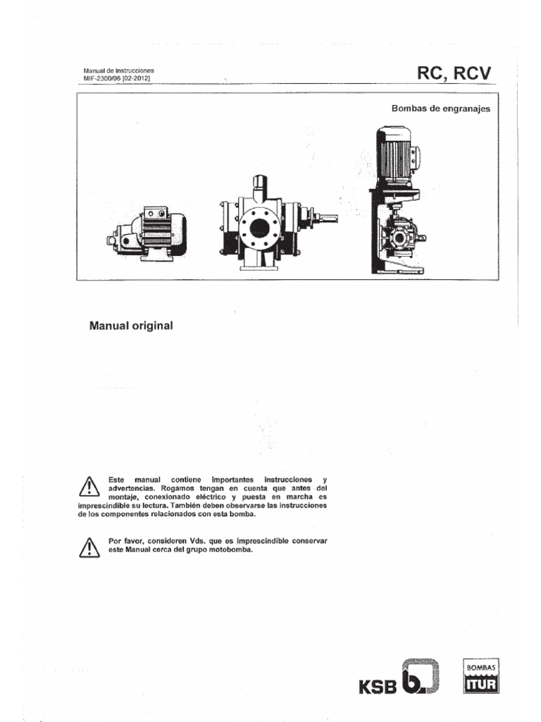 Manual de Bombas KSB Itur Rc2 y Garantia | PDF