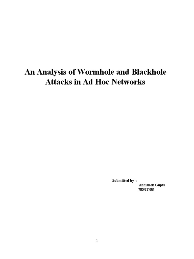 An Analysis of Wormhole and Blackhole Attacks in Ad Hoc Networks | PDF | Routing | Wireless Ad ...
