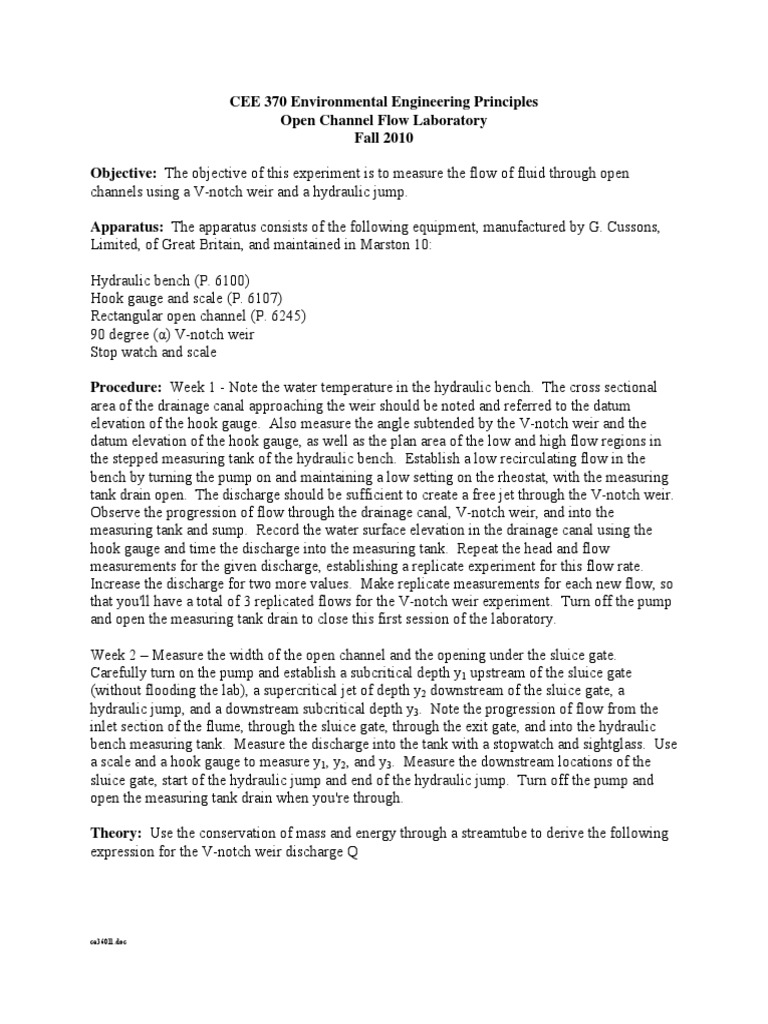 V-Notch Experiment | PDF | Civil Engineering | Fluid Mechanics