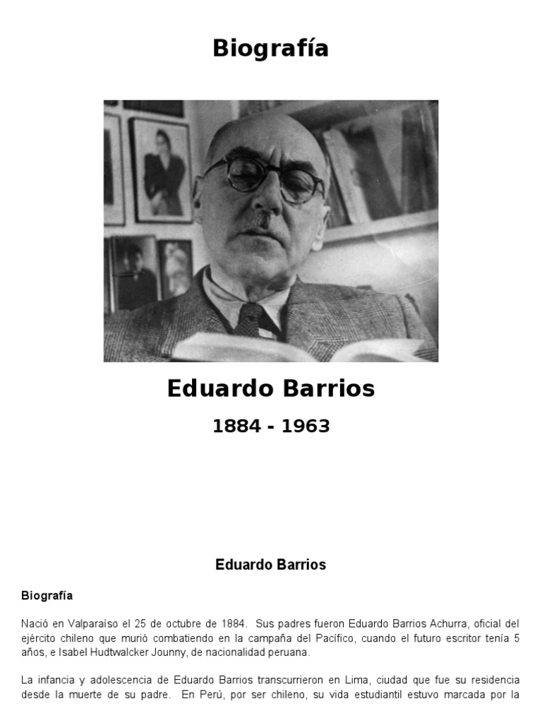 Biografía de Eduardo Barrios (1884-1963) | PDF | Historia | Ficción general