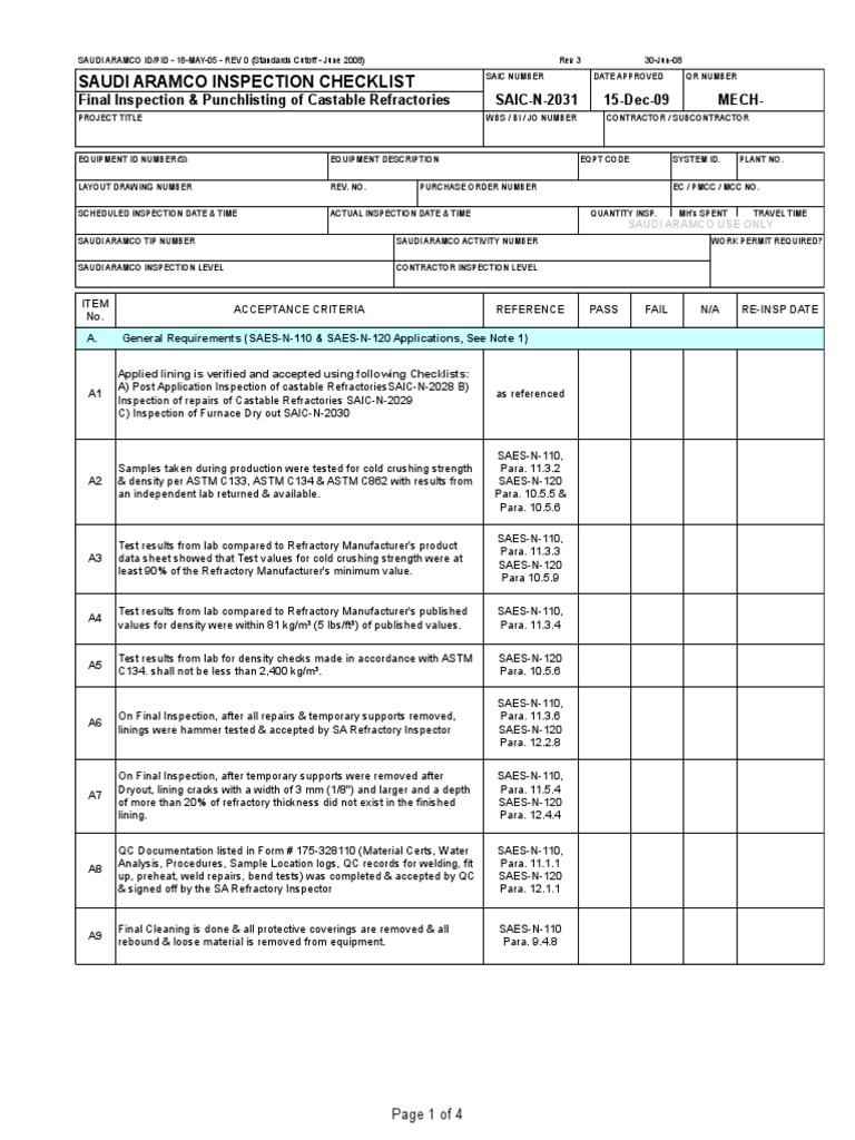 Saic N 2031 | PDF | Refractory | Engineering