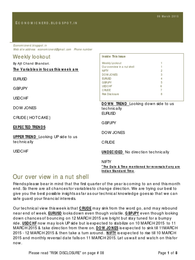 Weekly Lookout: Our Over View in A Nut Shell | PDF | Futures Contract ...