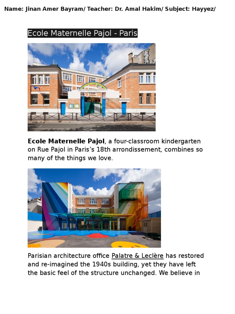 Ecole Maternelle Pajol | PDF | Creativity | Rock Music