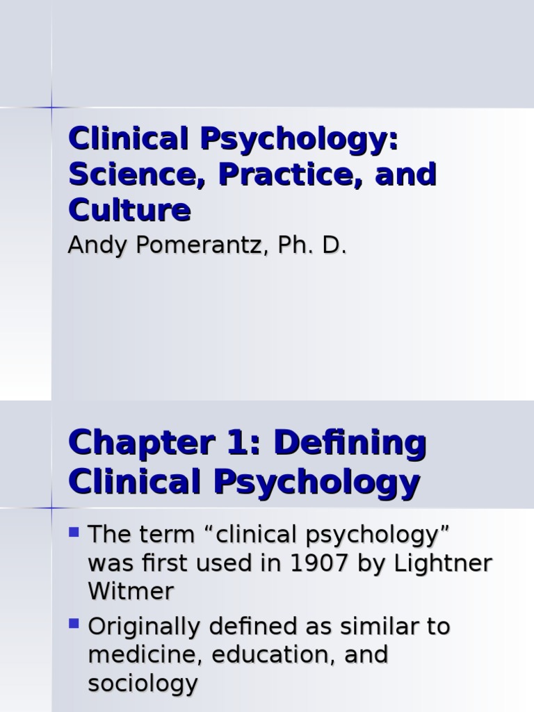 Pomerantz 2e Chapter01 PowerPoint | PDF | Clinical Psychology | Psychotherapy