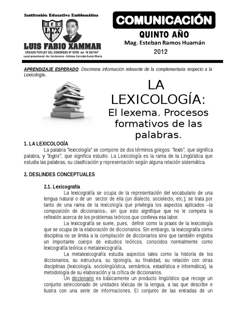 La Lexicología | PDF | Lexicología | Léxico