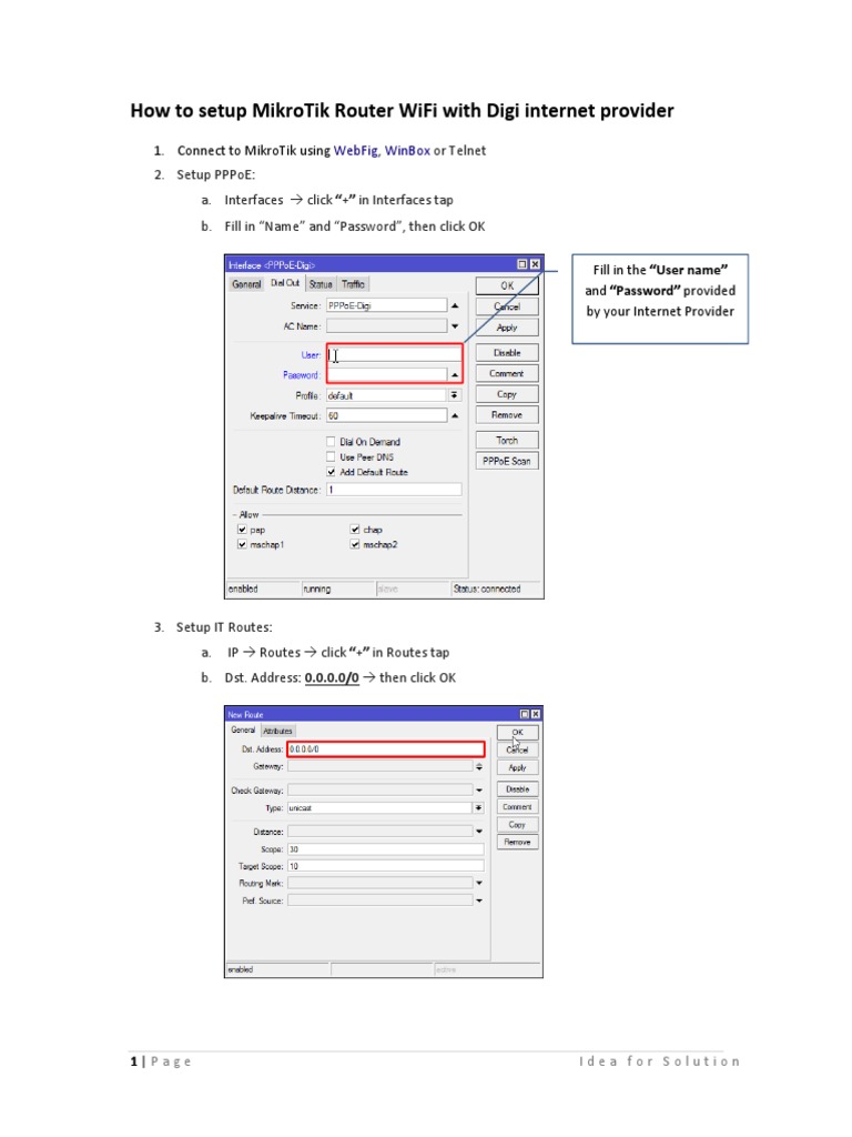 How To Setup MikroTik Router WiFi With Digi Internet Provider | PDF