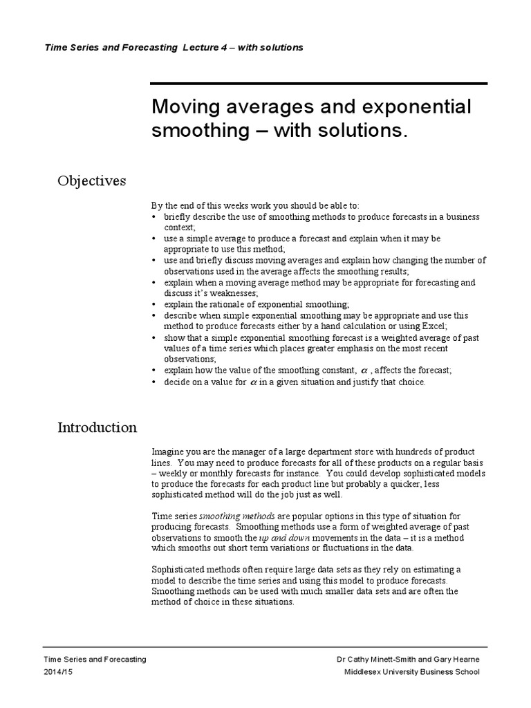 MSO S04 - Exponential Smoothing With Solutions | PDF | Moving Average | Forecasting