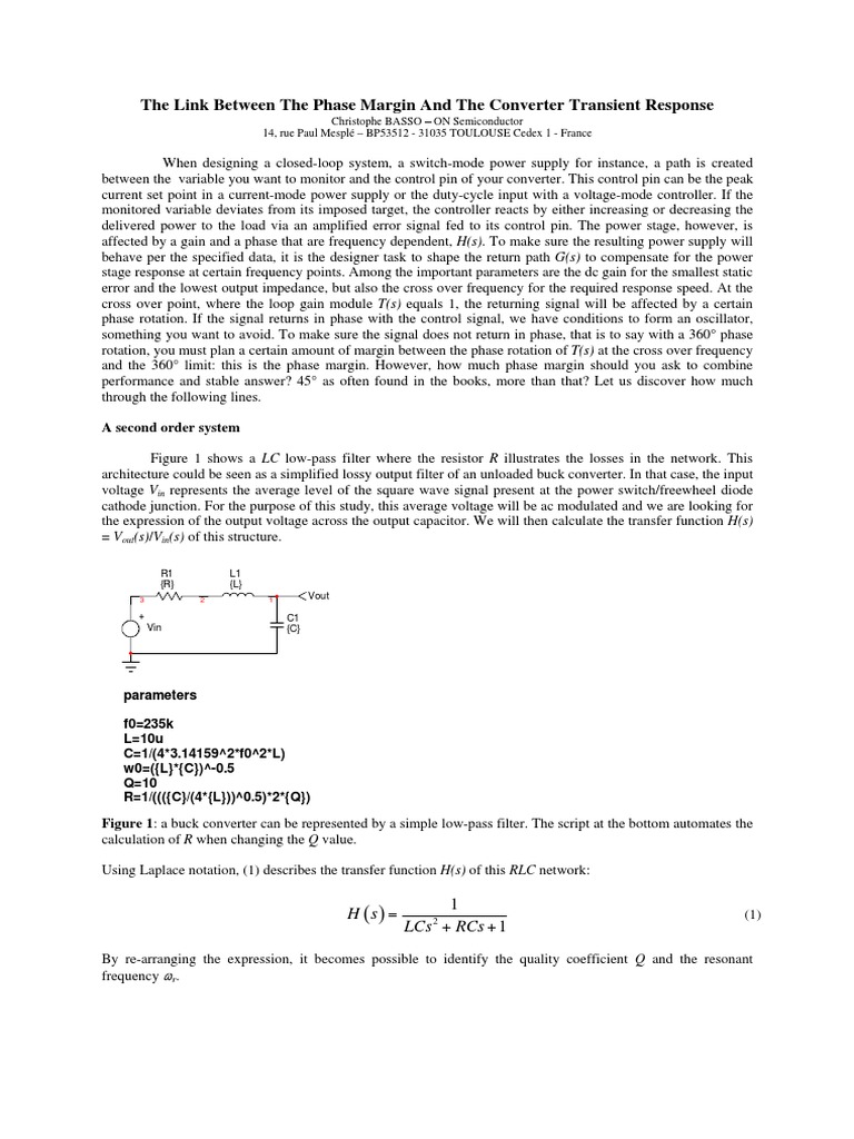 Link Between Phase Margin And Converter Transient Response Pdf 8629