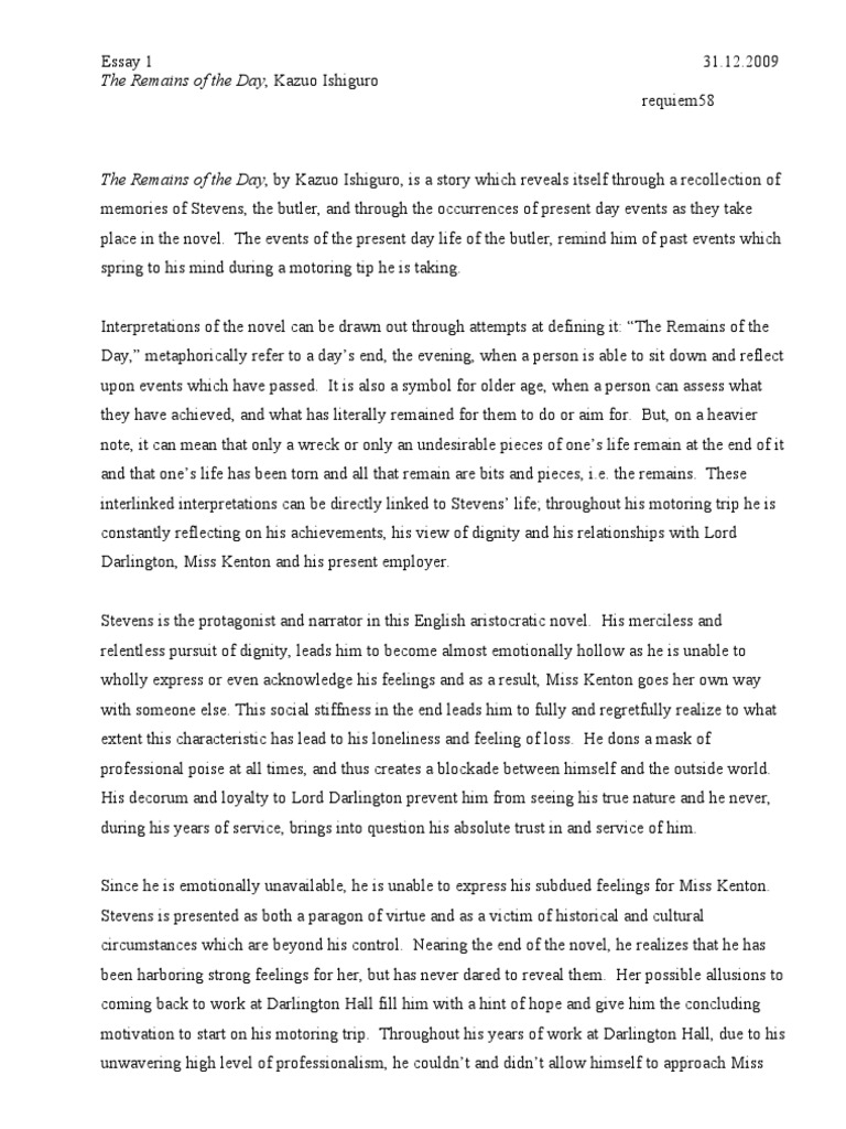 The Remains of The Day, Stevens and Miss Kenton | PDF