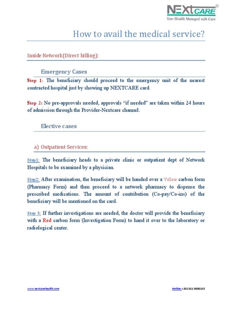 Nextcare Medical Service Guide | PDF