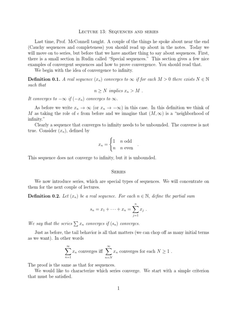 Convergent Sequence Pdf Series Mathematics Sequence