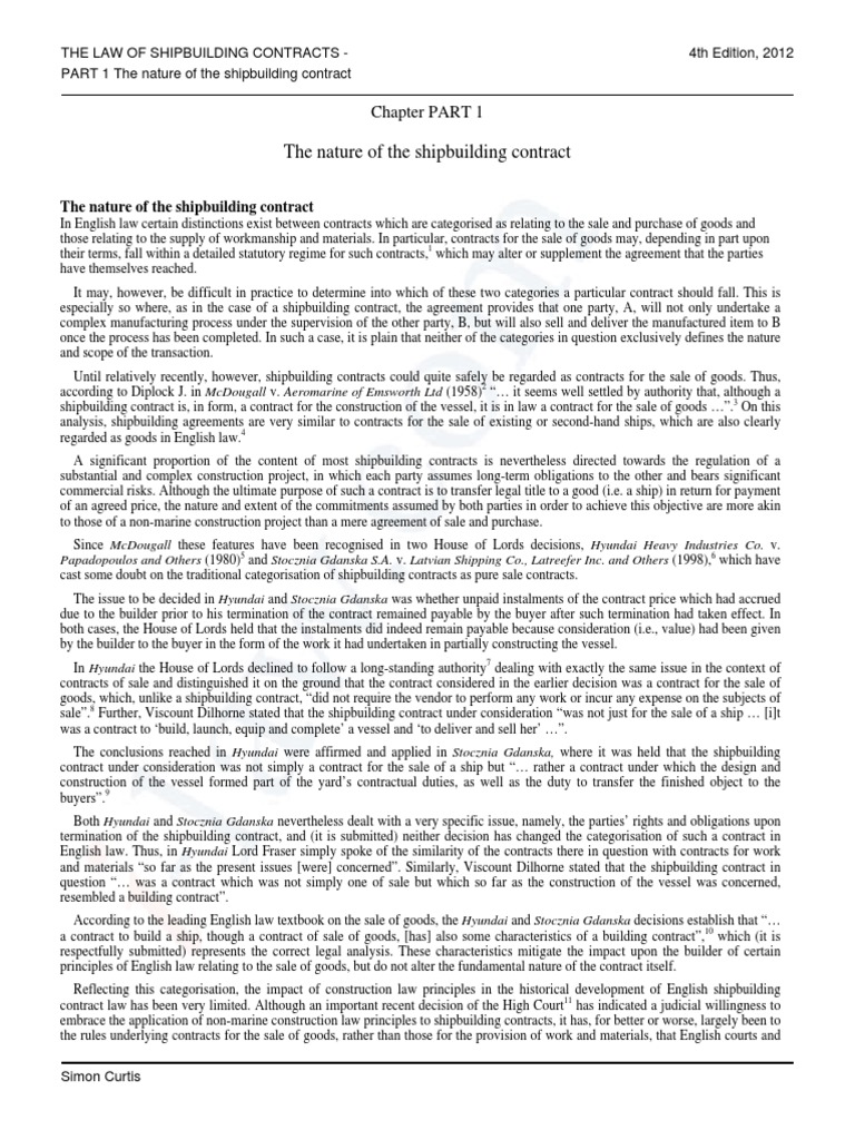 The Law of Shipbuilding Contracts - PART 1 The Nature of The ...