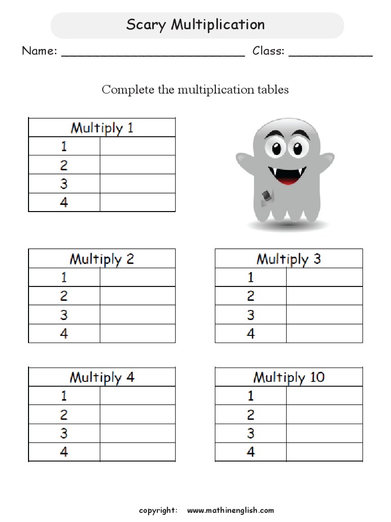 Scary Multiplication: Complete The Multiplication Tables | PDF